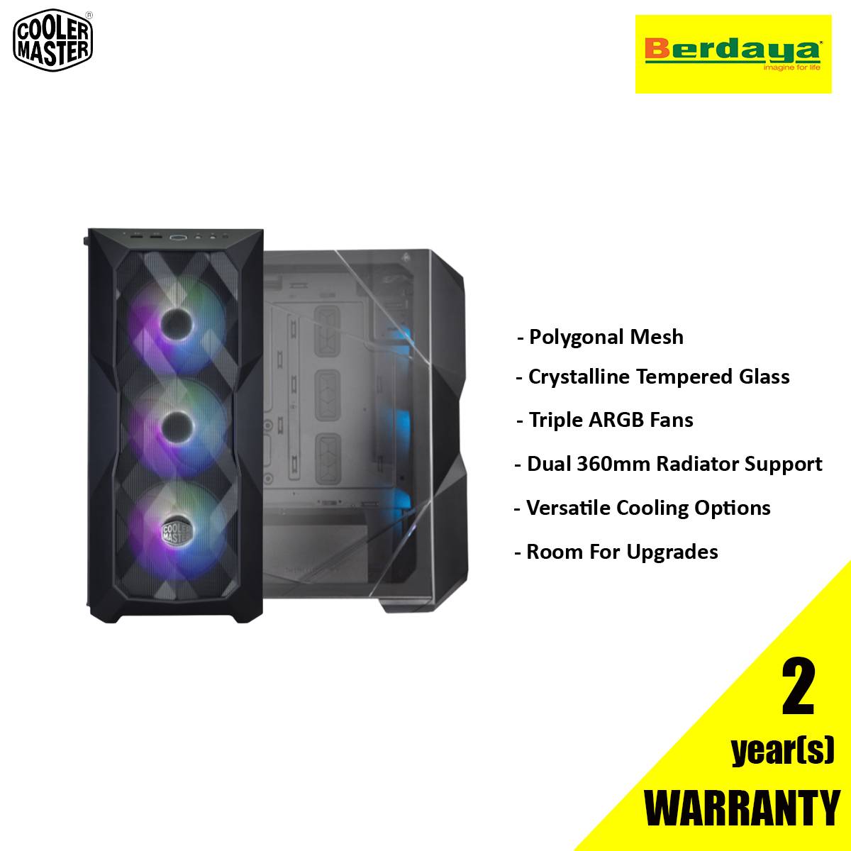 COOLER MASTER MASTERBOX TD500 MESH ARGB MID TOWER TG ATX CASING - BLACK ...