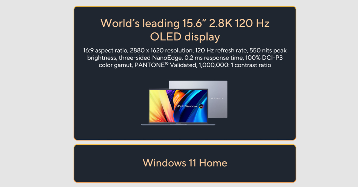 ASUS VIVOBOOK 15X OLED M1503Q-AMA161WS | RYZEN 5 5600H | 8GB | 512GB ...