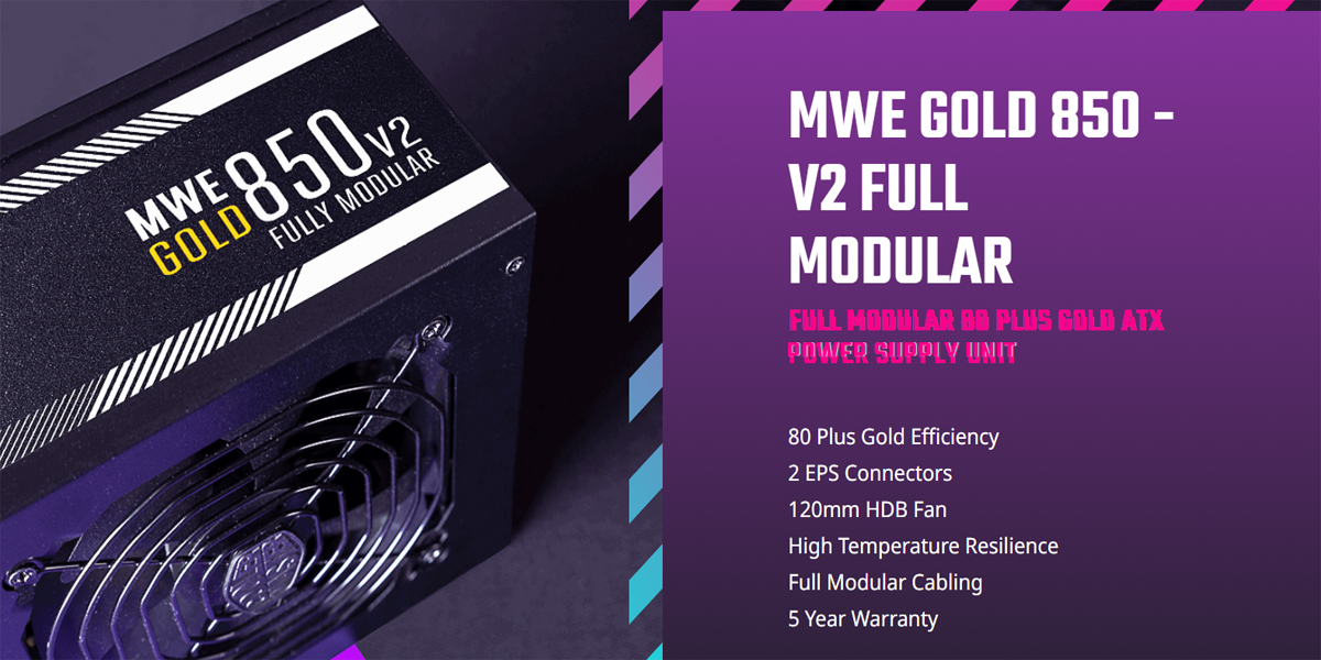 COOLER MASTER MWE GOLD V2 850W PSU FULL MODULAR POWER SUPPLY | Berdaya