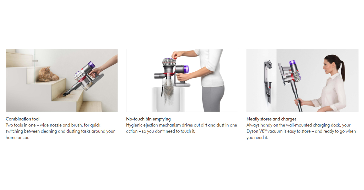 DYSON V8 ABSOLUTE (SV25) VACUUM CLEANER - (SILVBER / NICKEL) | Berdaya