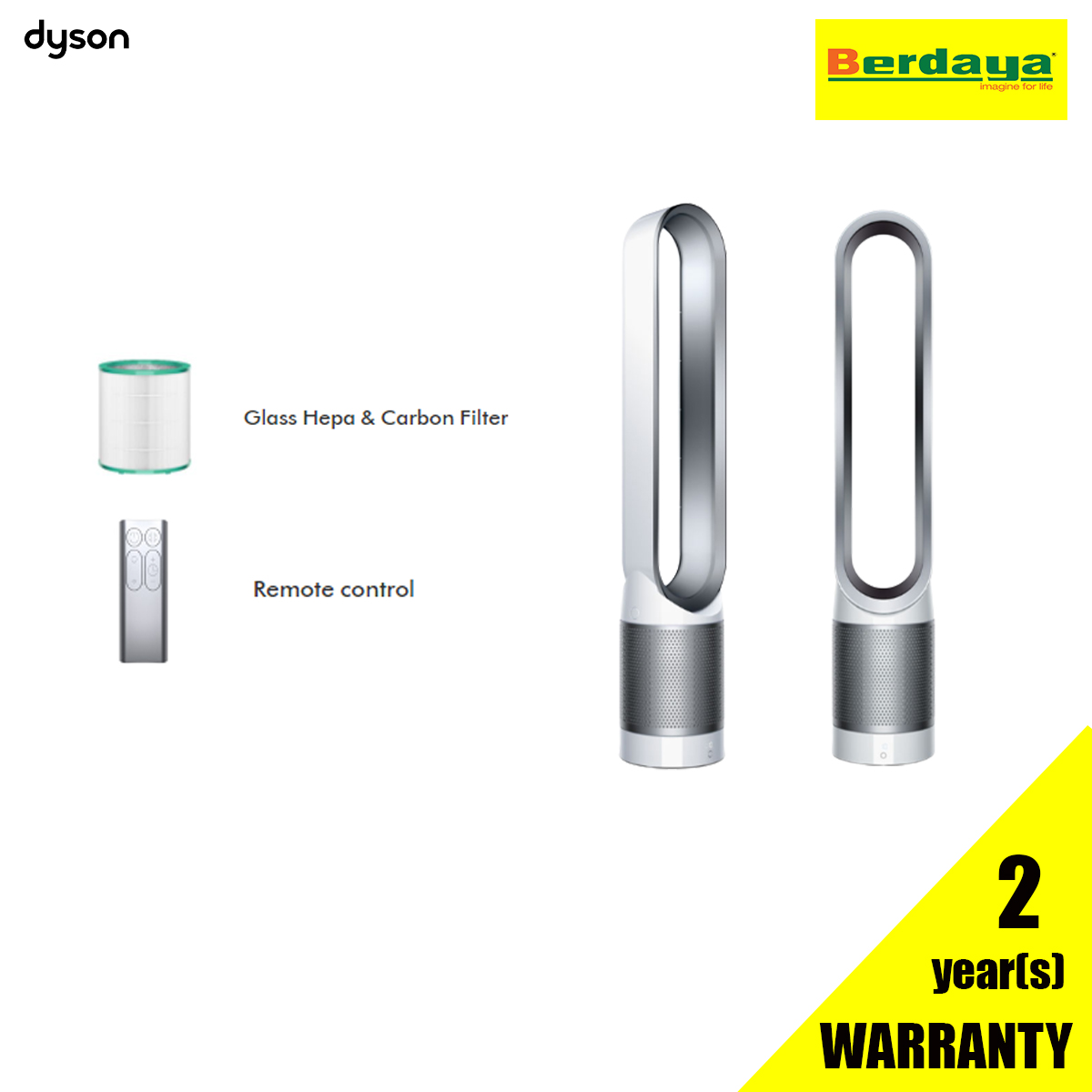 DYSON PURE COOL AIR TP00 PURIFIER TOWER FAN - WHITE / SILVER | Berdaya
